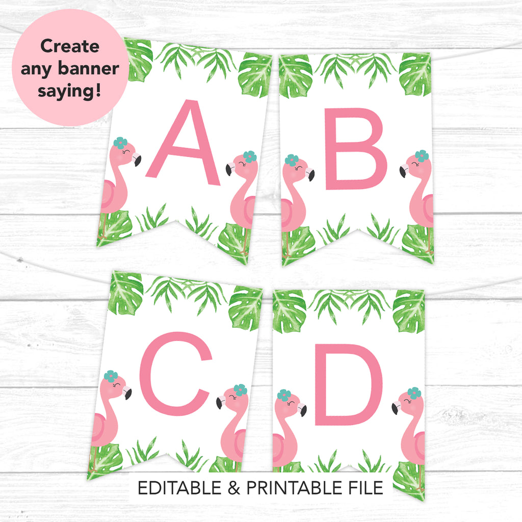 Tropical Flamingle Flamingo Printable Banner – Chicfetti