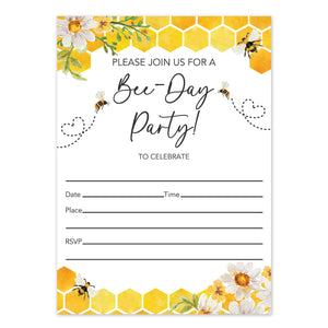Bee Day Party Bee Invitations, First Bee Day Invitations - 20 ct ...