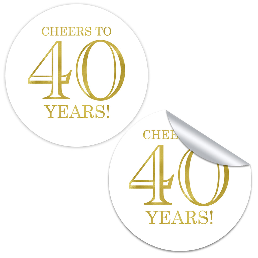 Cheers to 40 Years Favor Stickers – Chicfetti