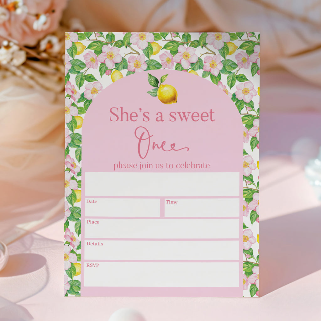 Lemon Sweet One Birthday Invitations, She's a Sweet One Lemon Invite ...