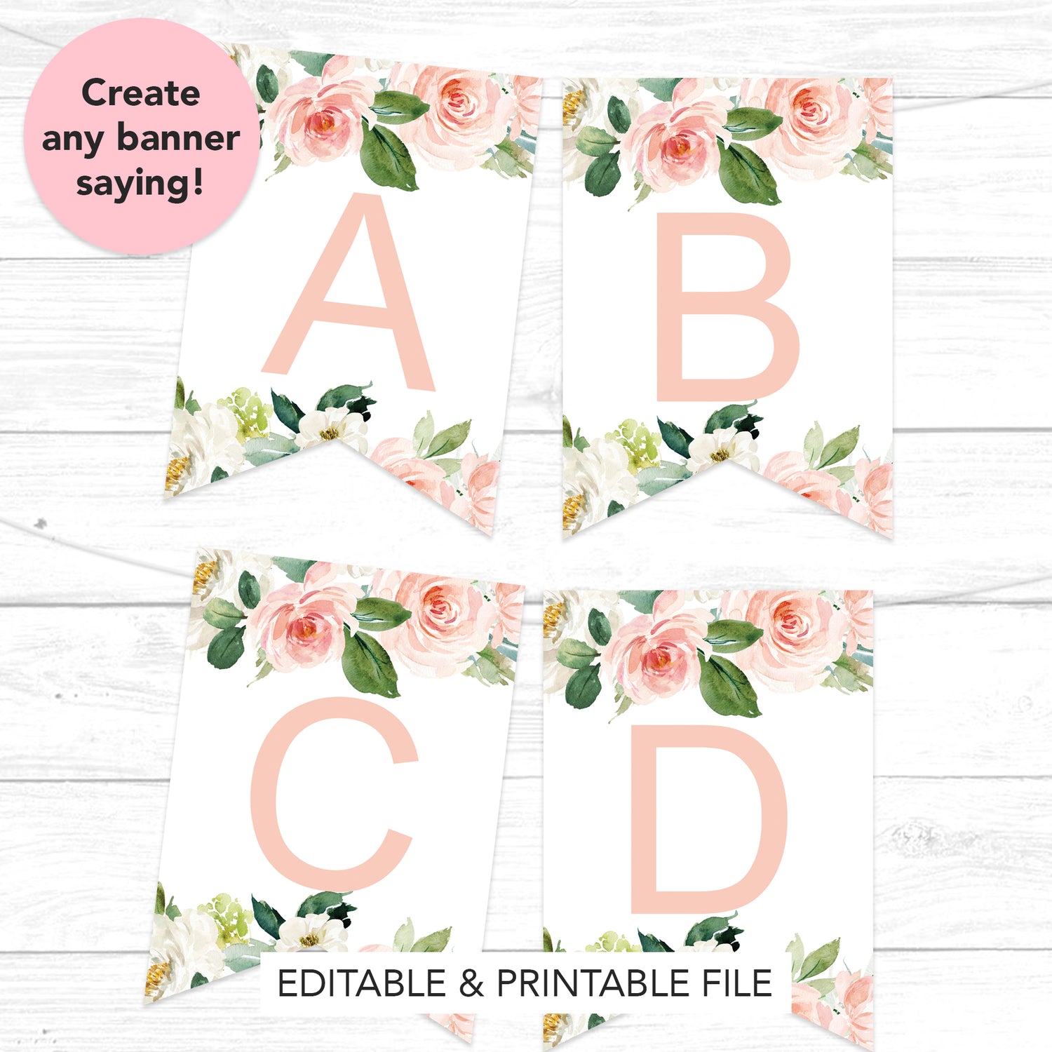 Lovely Blush Floral Printable Banner – Chicfetti