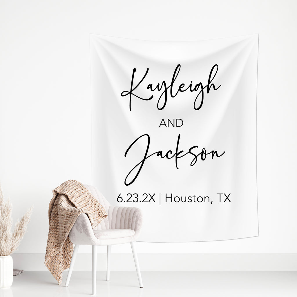 Minimal Wedding Personalized Backdrop – Chicfetti